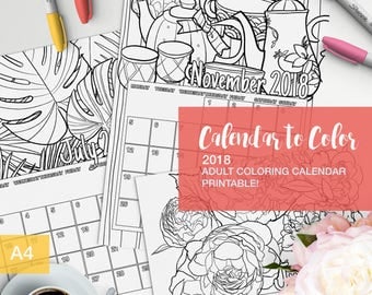 Coloring calendar | Etsy
