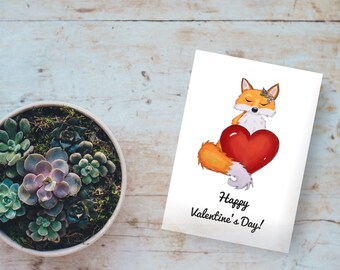 Fox valentine card | Etsy
