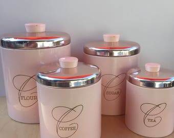 Pink canister set | Etsy