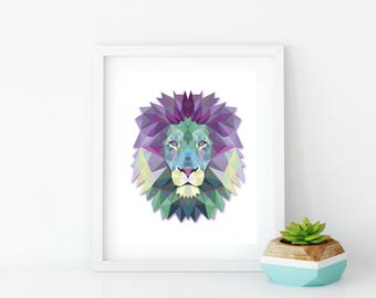 Geometric lion | Etsy