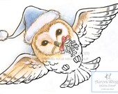 Items similar to Digital Stamp - Instant Download - Christmas Owl w ...