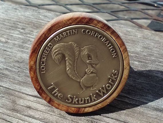 Lockheed Martin Skunk Works antiqued bronze coin Canary Wood