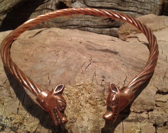 WOLF Head BRASS TORC Torques Jewellery Jewelry Celts Iron Age