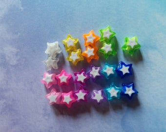 Plastic Star Beads 10mm Small AB Iridescent Plastic Acrylic