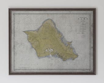 Map of oahu | Etsy