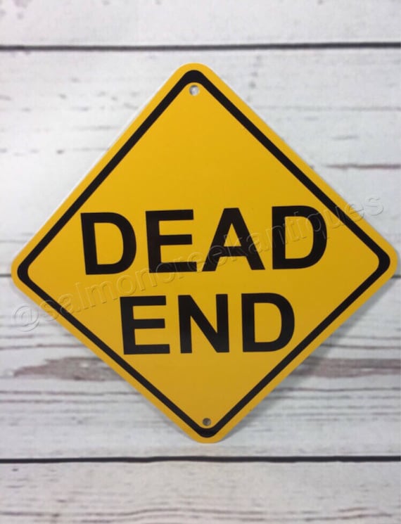 DEAD END Mini Metal Yellow Caution Road Street Sign