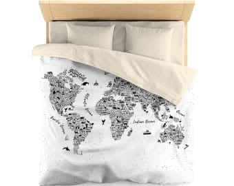World map bedding | Etsy