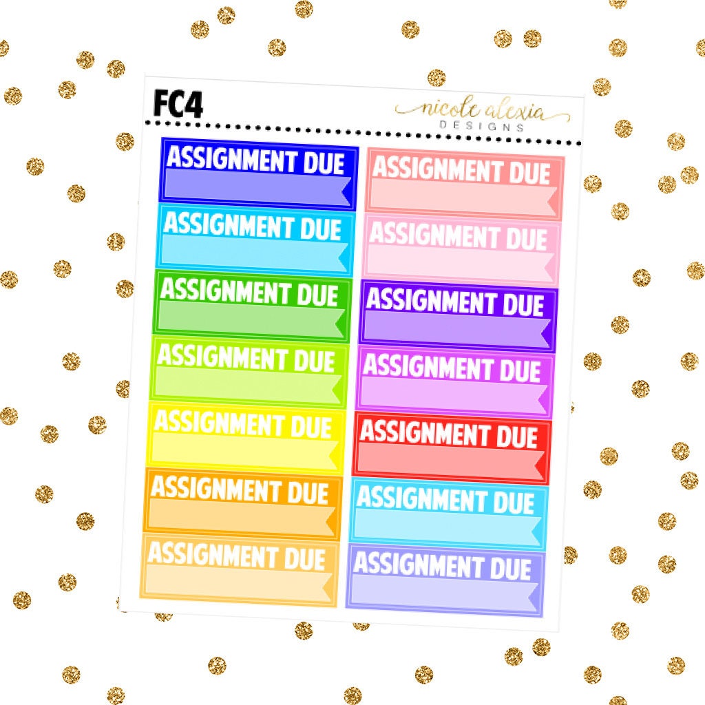 FC4 // Assignment Due Planner Stickers Colorful