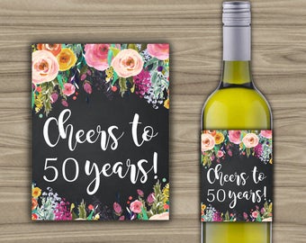 50th birthday labels | Etsy