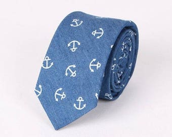 Anchor tie Nautical tie Navy blue anchor tie white anchor