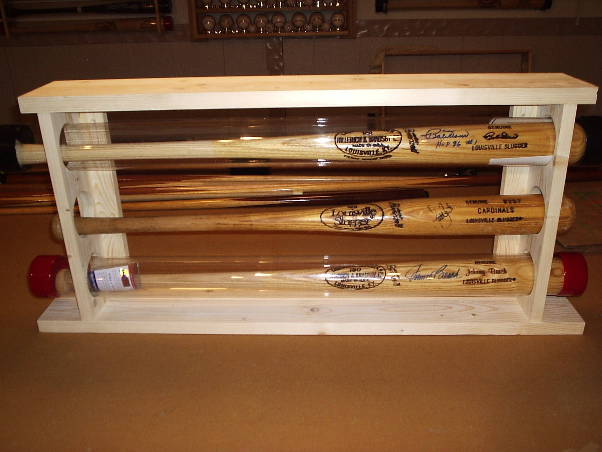 Baseball Bat Display Rack Free Standing Holds 3 Bats