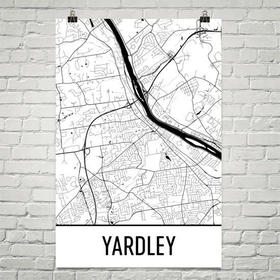 Yardley Map Yardley Art Yardley Print Yardley PA Poster