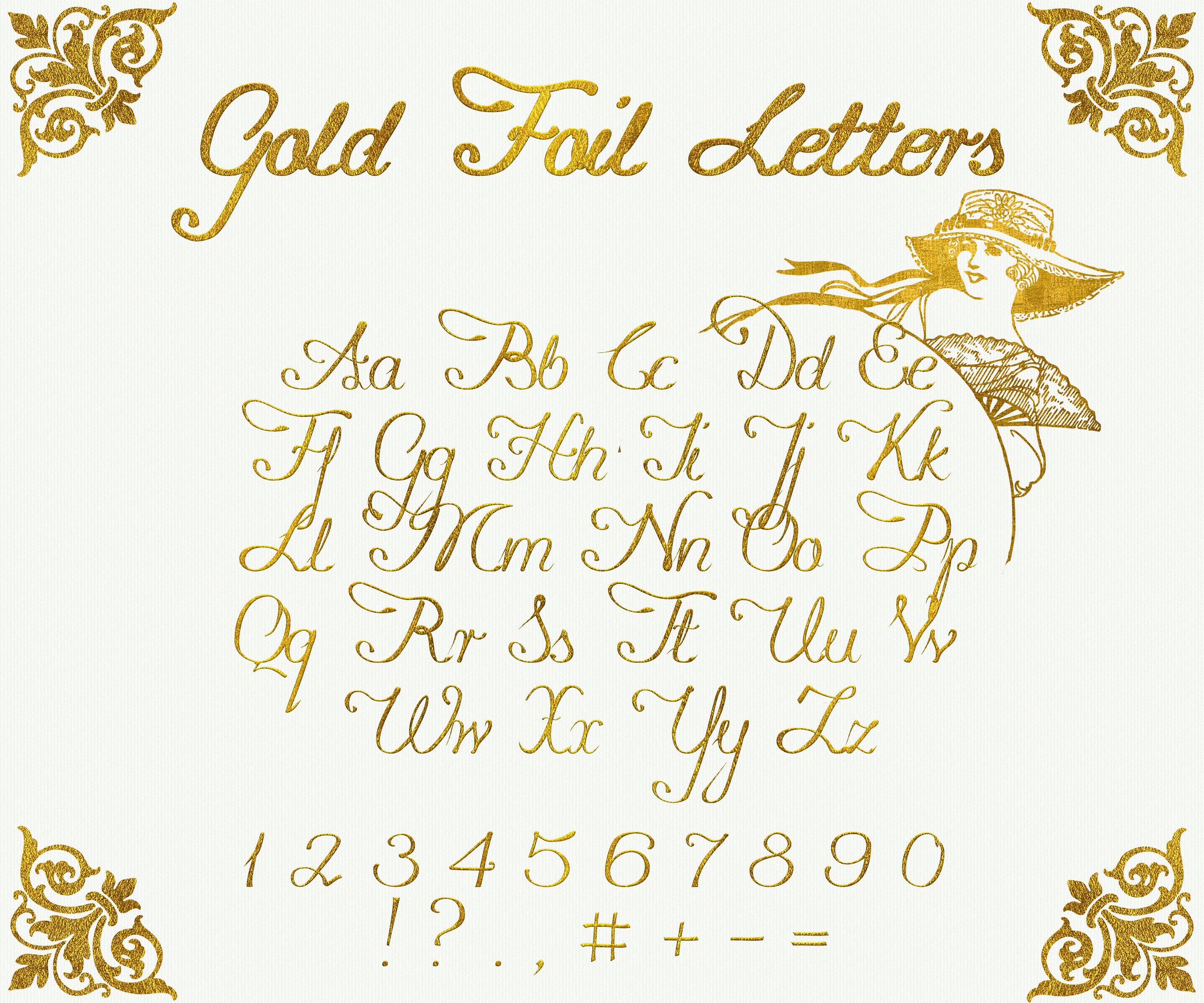 Gold Calligraphy Gold Foil Alphabet Gold Letters Alphabet