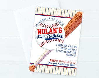 Items similar to First Birthday Baseball Party Printable Invitation on Etsy