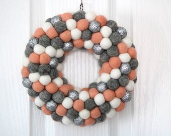 Felt ball wreath | Etsy