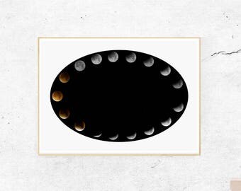 Moon Phases Print Moon Phases Poster Phases of the Moon