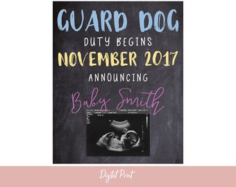 Guard Dog Pregnancy Announcement Guard Dog on Duty Red and