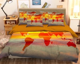 World map bedding | Etsy