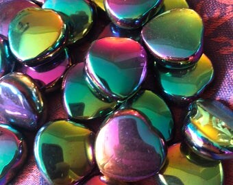 1 XL Magnetic RAINBOW HEMATITE Palm Stone for Grounding