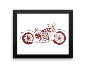 Retro Motorcycle Pinup Girl Original Drawing