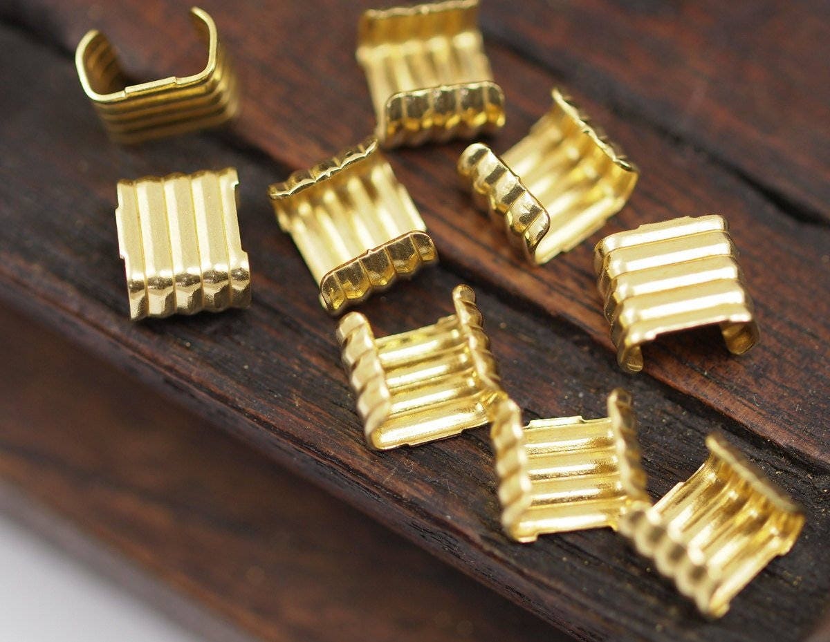 8mm Crimp End 50 Raw Brass Crimp Findings Without Holes