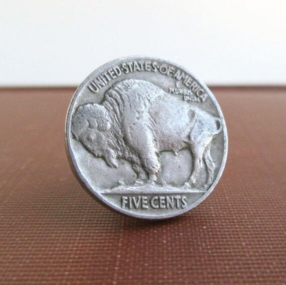 Buffalo Nickel Tie Tack / Lapel Pin Repurposed / Upcycled