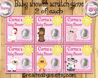 Baby girl Scratch off cards Jungle Baby Shower Game Scratch