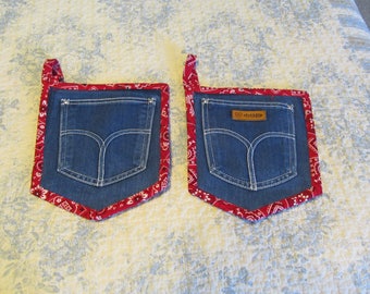 Denim hot pad | Etsy