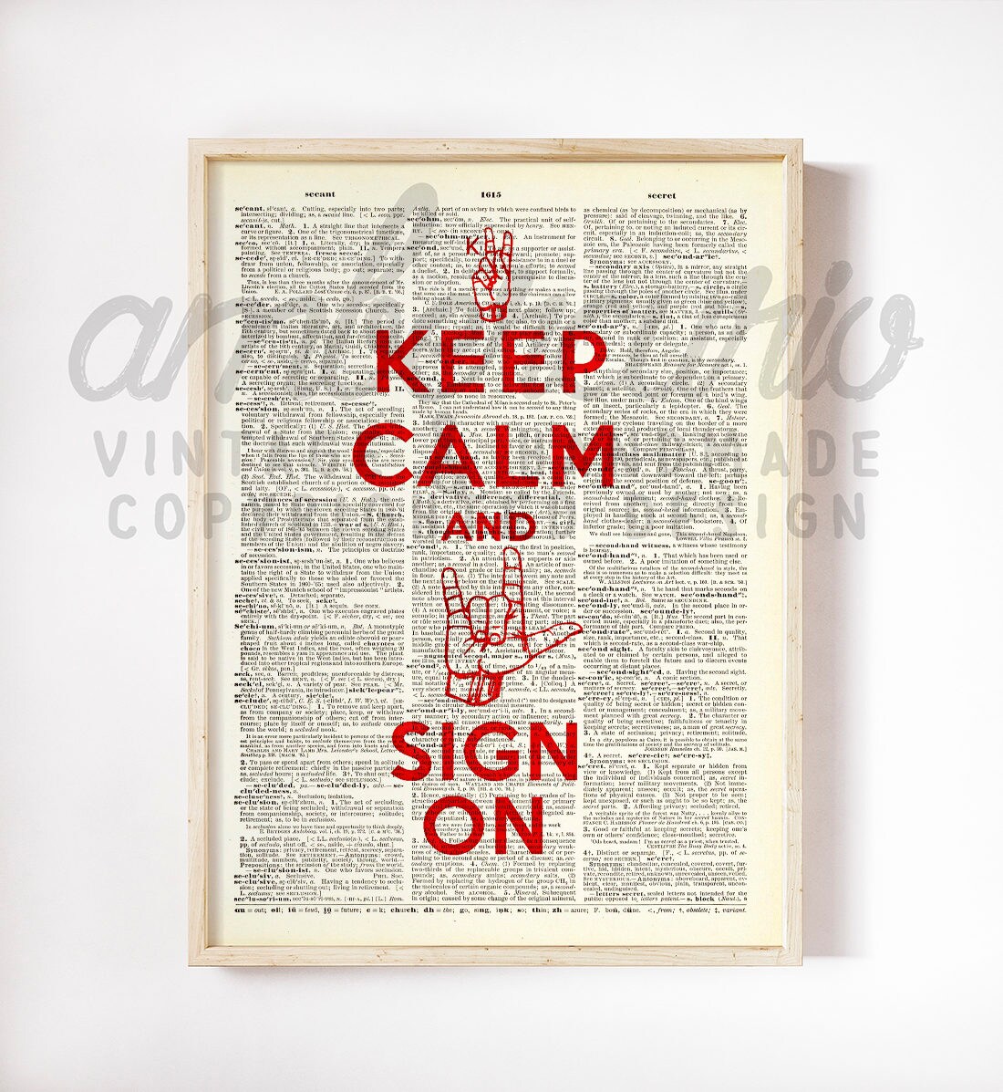 ASL American Sign Language Keep Calm and SIGN ON Print on