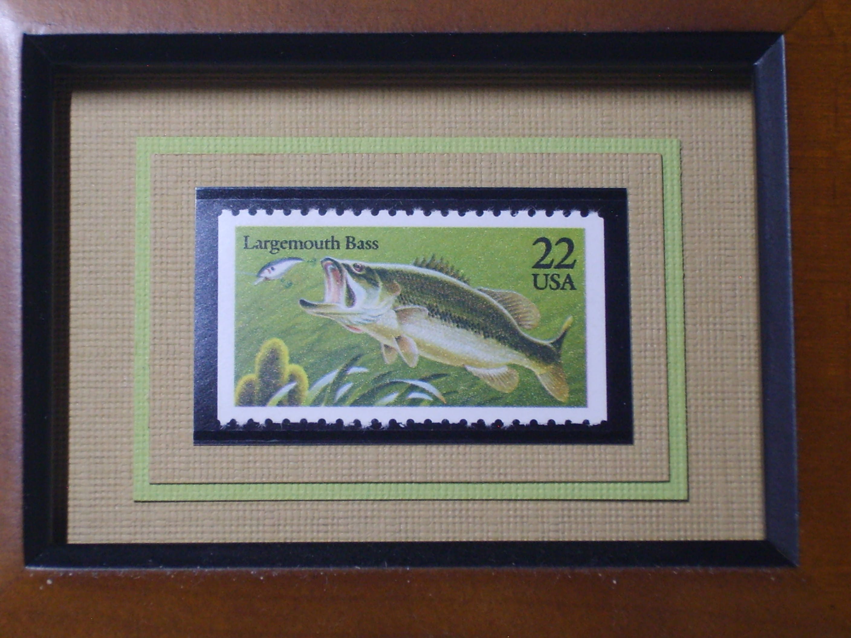 The Largemouth Bass Vintage Framed Fish Stamp No. 2207