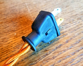 Vintage Style 2 Prong Electrical Plug: Black Brown or White.
