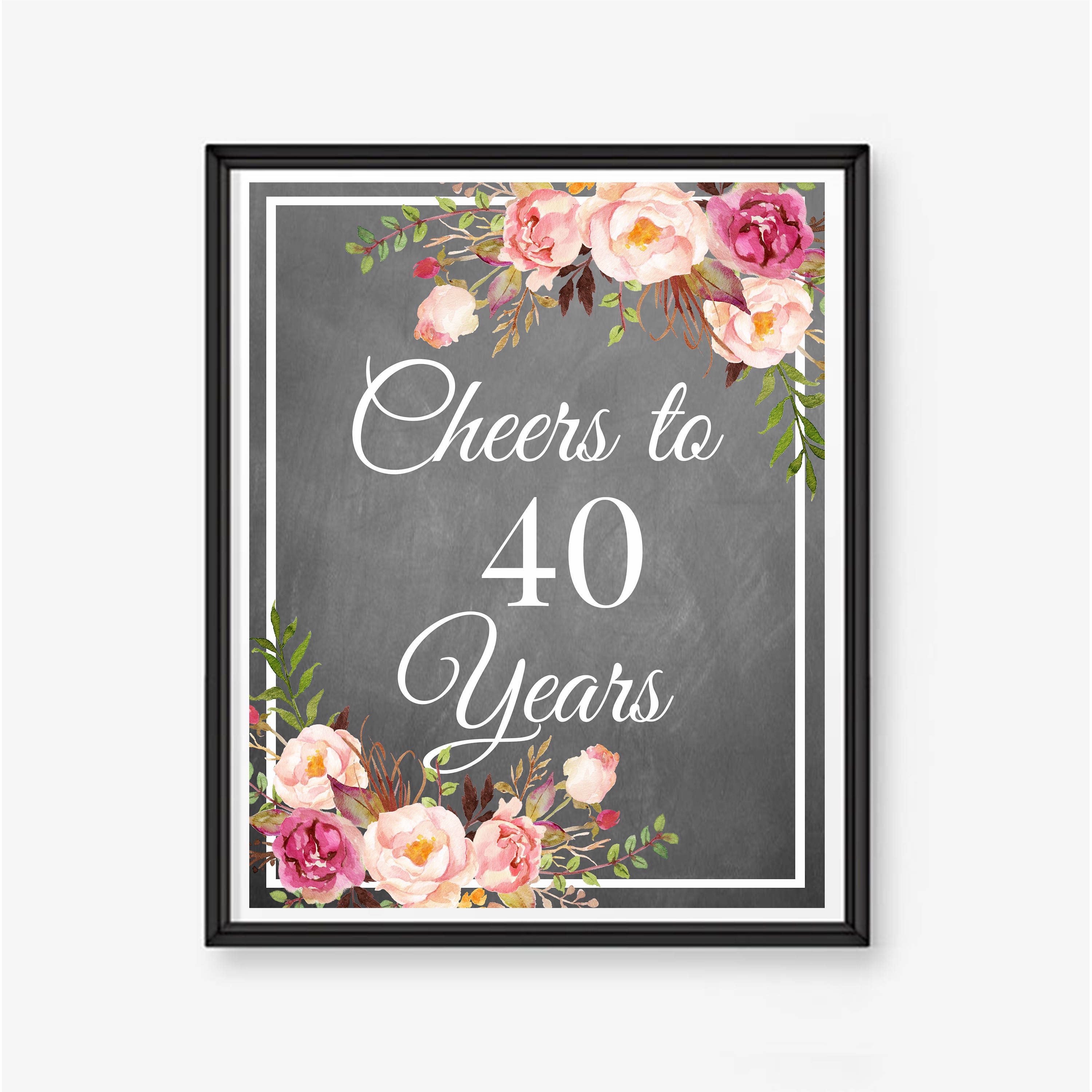 40th Birthday poster cheers to 40 years 40th birthday sign