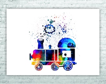 Kids train art | Etsy