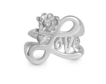 Flowing Mini Rose Ring Rose Ring Sterling Silver Ring