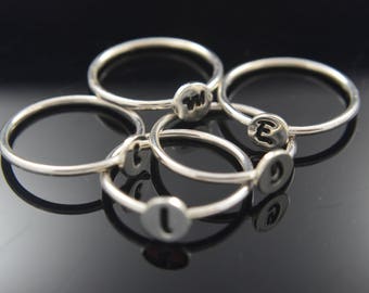 Stackable Initial Ring Silver Initial Ring Letter Ring
