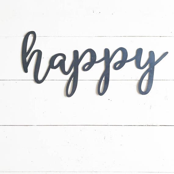 Happy Metal Sign Metal Wall Art Happy Word Sign Metal