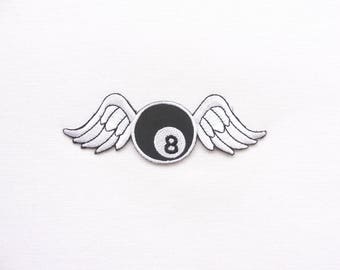 EIGHT BALL PATCH iron-on embroidered billiards pool emblem
