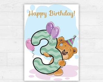 3rd birthday card | Etsy