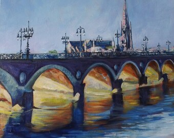 Original painting oil impressionist winter scene snow