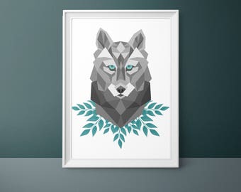 Geometric wolf | Etsy