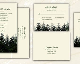 Pine tree invitation | Etsy