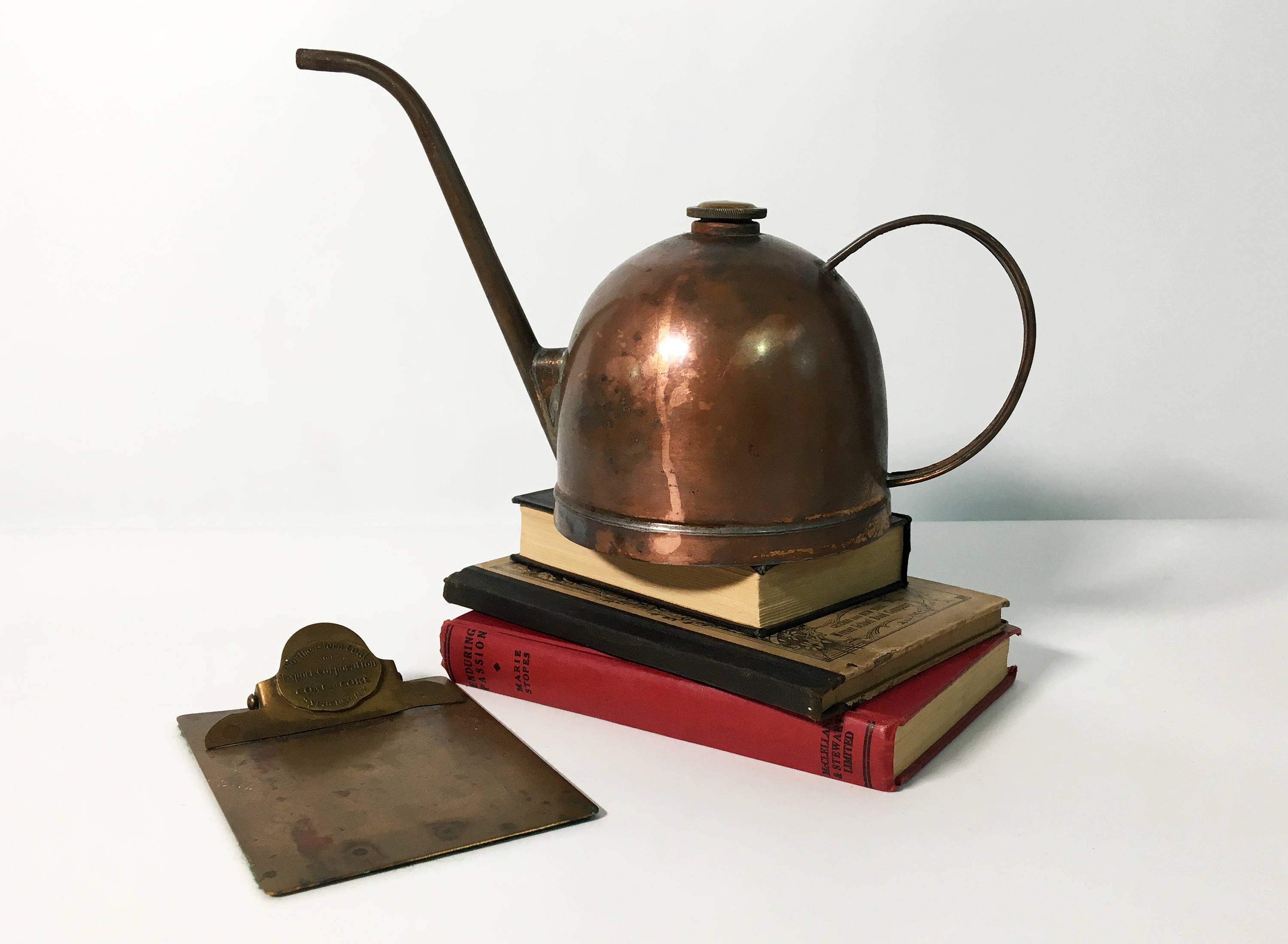 Copper Oil Can - Unique Vintage / Antique Oil Can w/ Screw Top & Thick ...