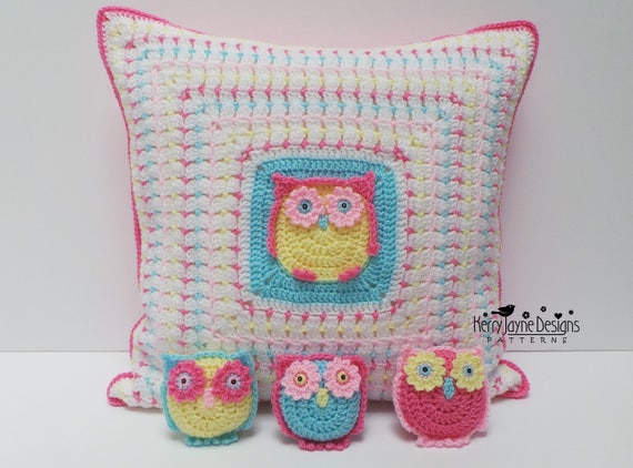 NURSERY OWL PILLOW Crochet Pattern Crochet Owl Pillow Pattern