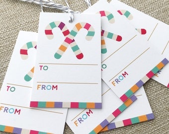 Candy cane gift tags | Etsy