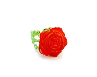 Red rose ring | Etsy