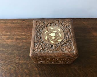 Carved wood box | Etsy