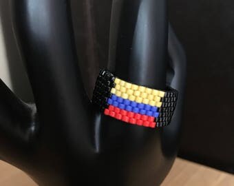 Adjustable SCUBA Dive Flag RING Fused Glass