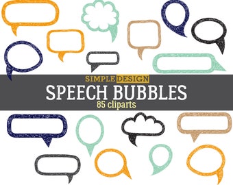 Speech Bubbles Clip Art. Hand Drawn Speech Bubbles. Thought