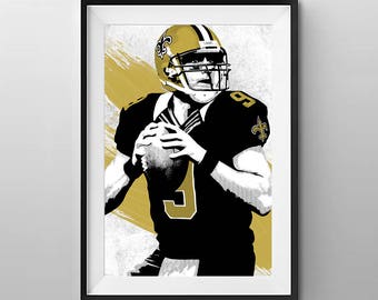 Drew Brees Saints Team Art Print Large 12x18 LE 50 rare