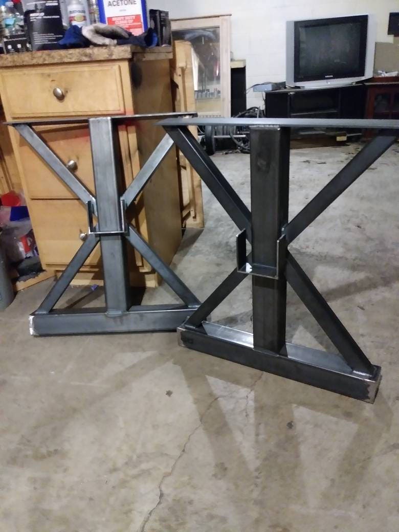 Metal Table Legs,Trestle Style Table Legs With Bracket For Wood Beam ...